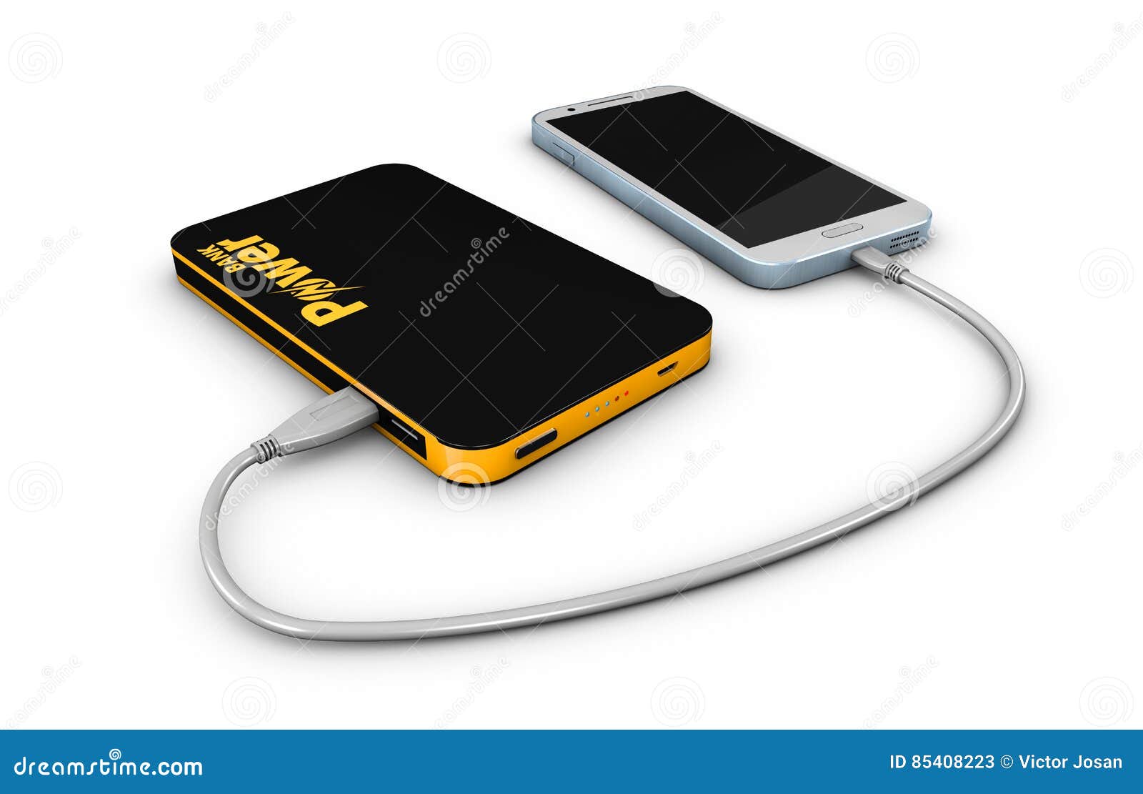 Illustration of Powerbank Charging Smartphone Isolated White Stock ...