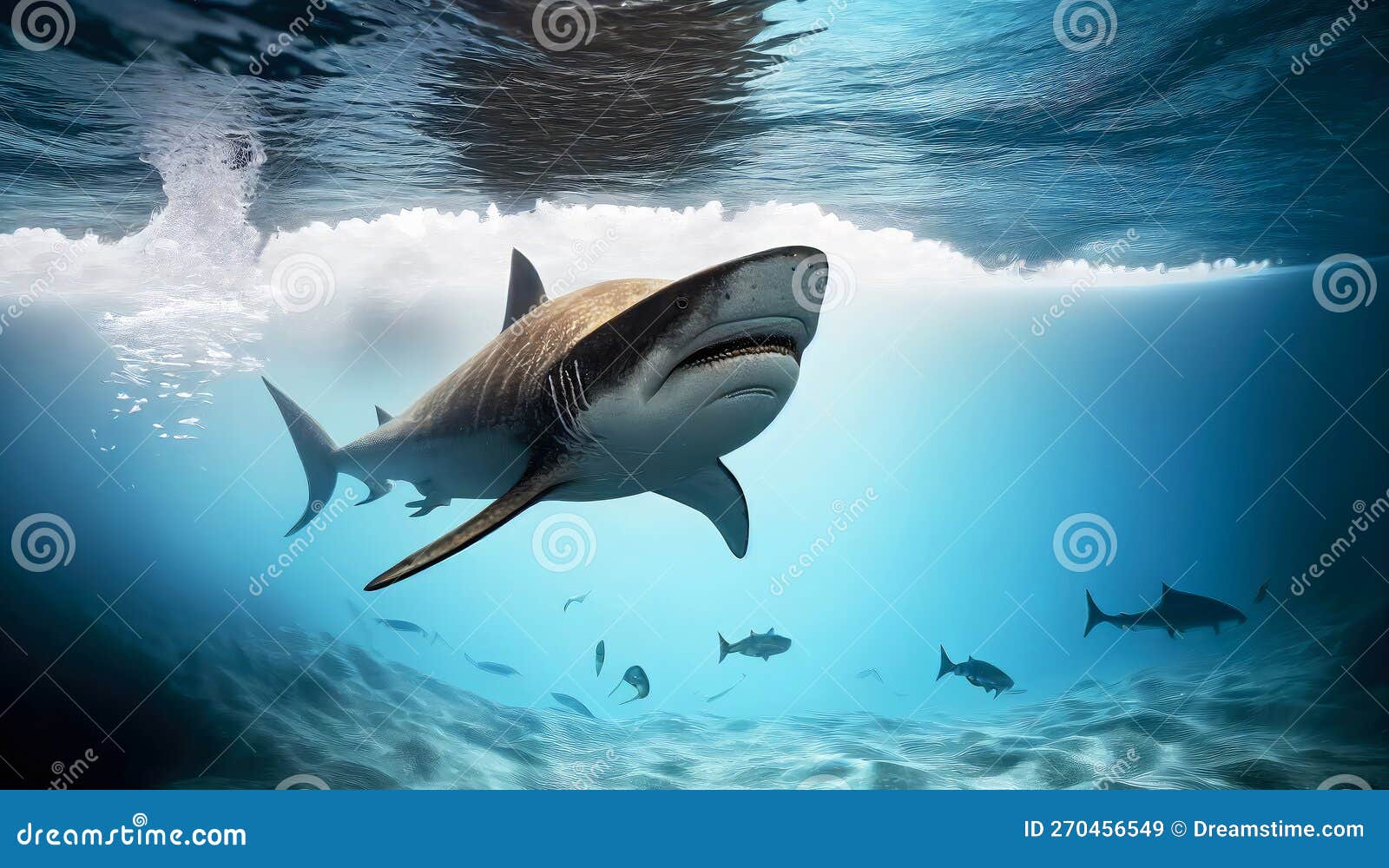 An Illustration of a Powerful Shark Roaming the Depths of the Ocean ...