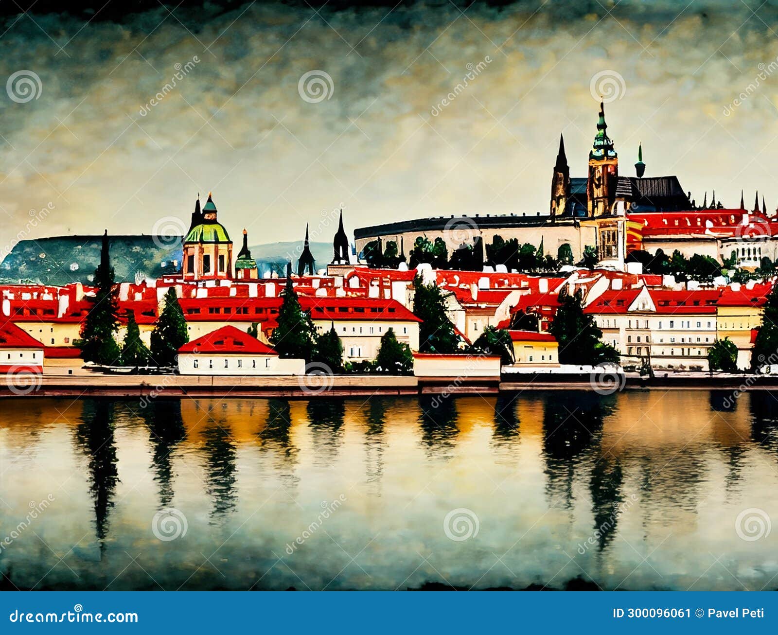 Illustration of Prague stock image. Image of boat, vehicle - 300096061