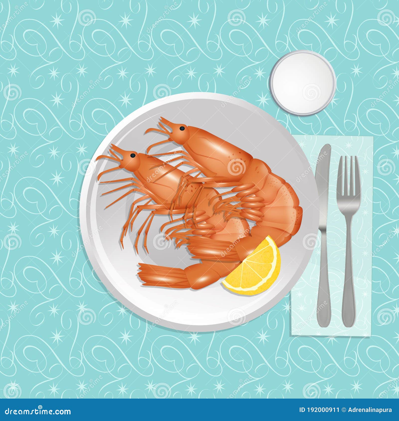Illustration of Prawns on the Plate Stock Illustration - Illustration ...