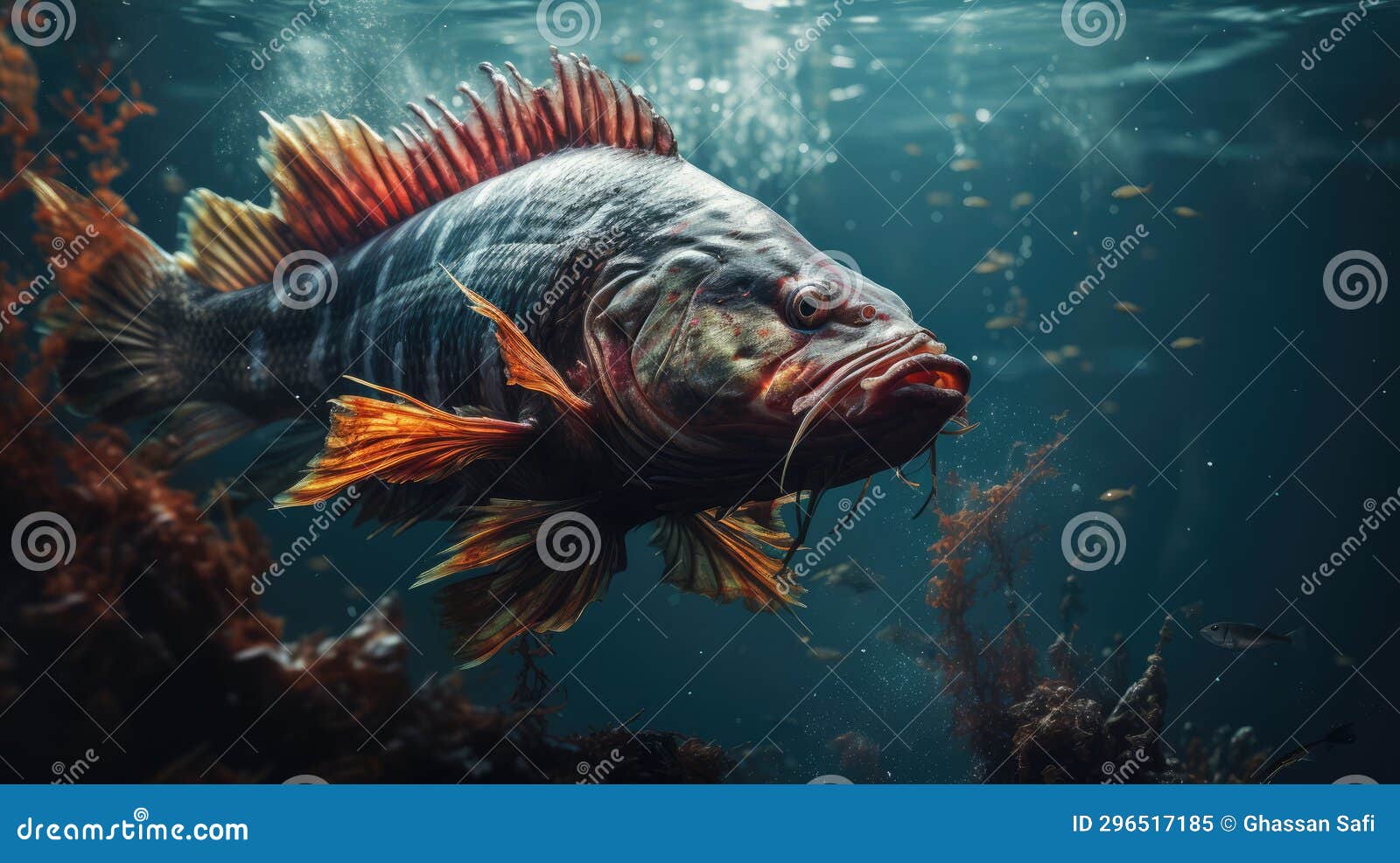 A Predator Fish Waiting for Its Prey Stock Illustration - Illustration ...