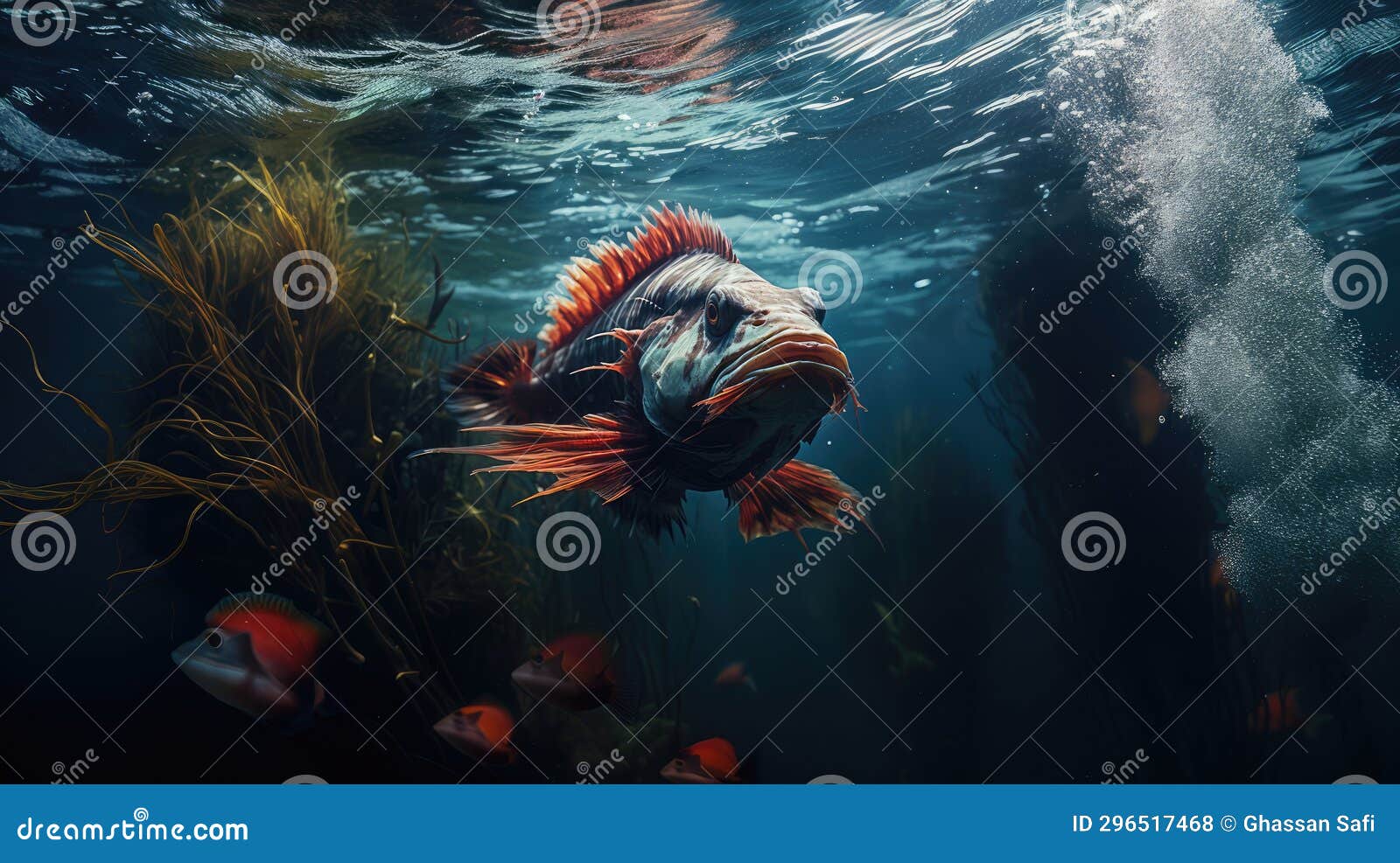 A Predator Fish Waiting for Its Prey Stock Illustration - Illustration ...