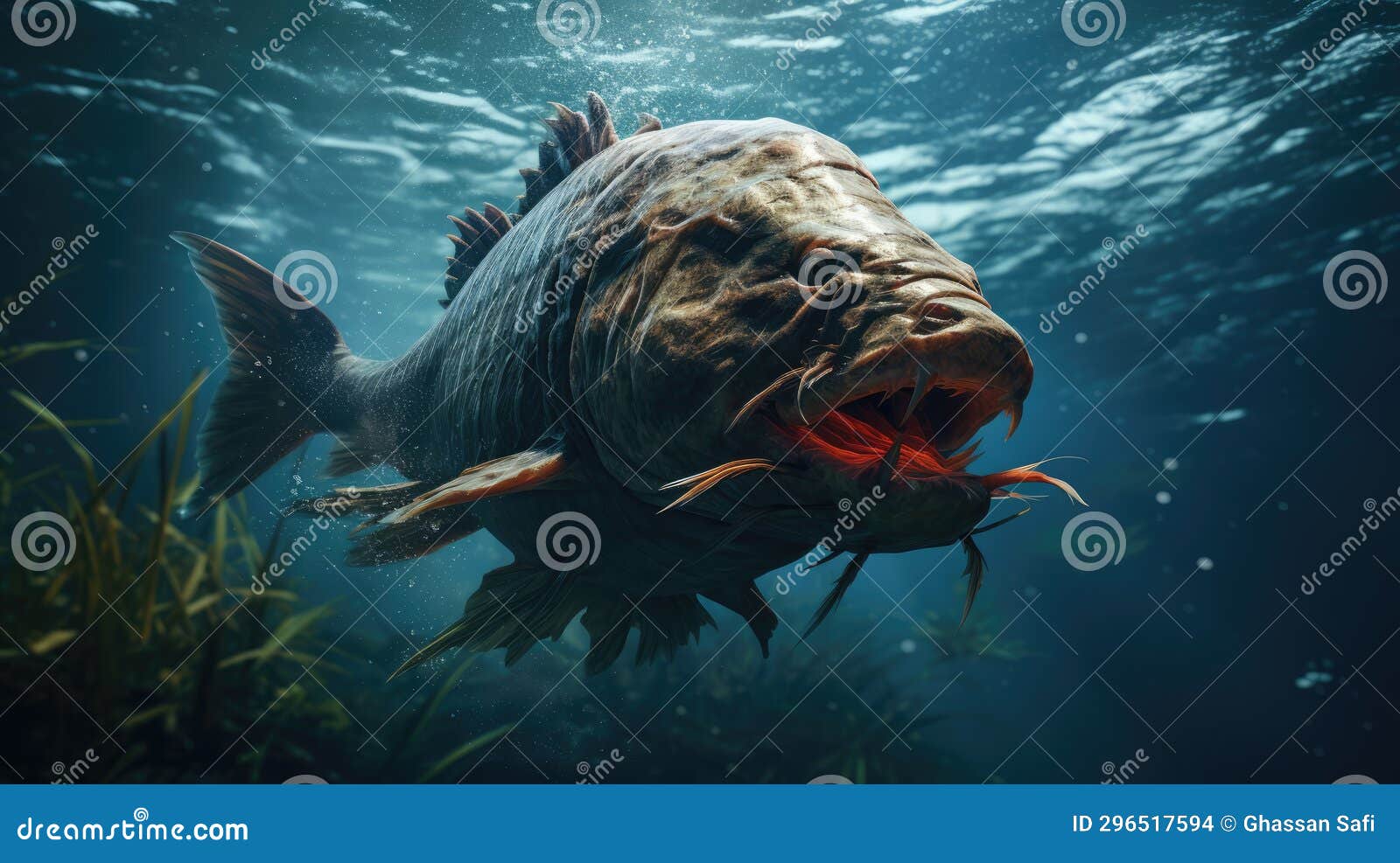 A Predator Fish Waiting for Its Prey Stock Illustration - Illustration ...