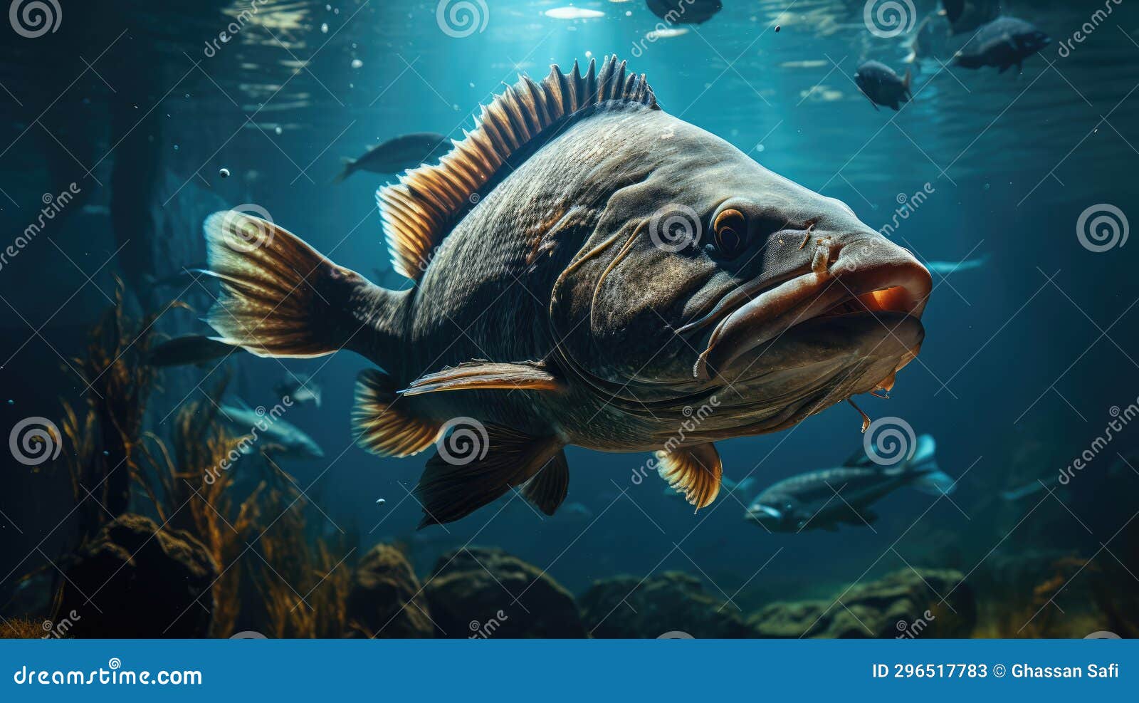A Predator Fish Waiting for Its Prey Stock Illustration - Illustration ...