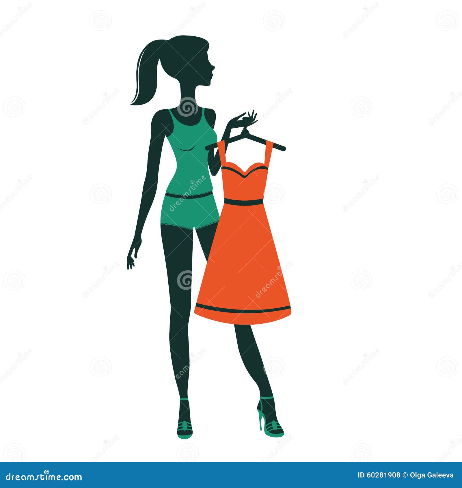 An Illustration of a Pretty Girl Getting Dressed Stock Vector ...