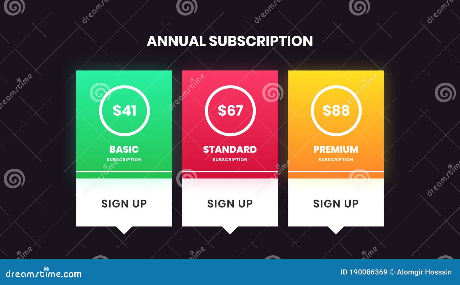 Illustration of Pricing Subscription Plan Table Template, UI UX ...