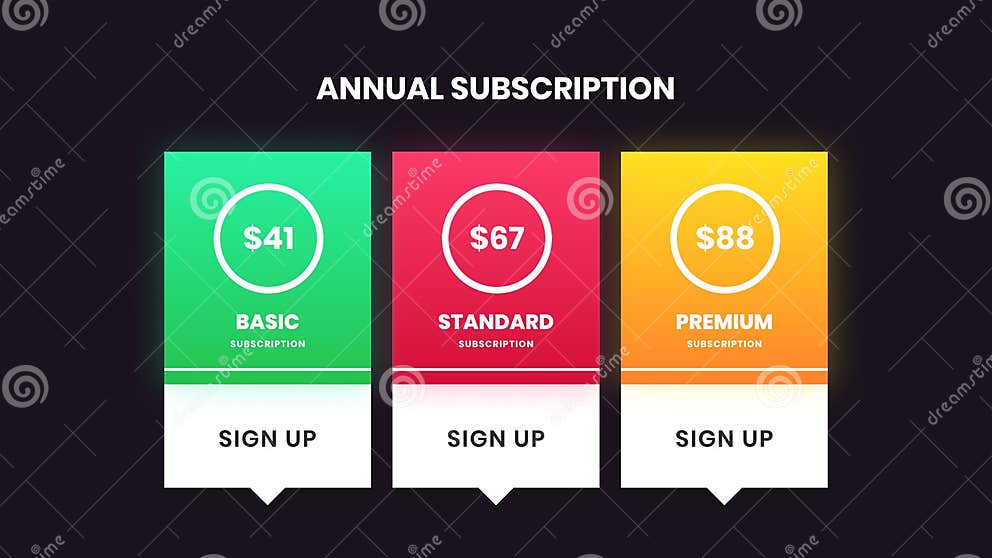 Illustration of Pricing Subscription Plan Table Template, UI UX ...