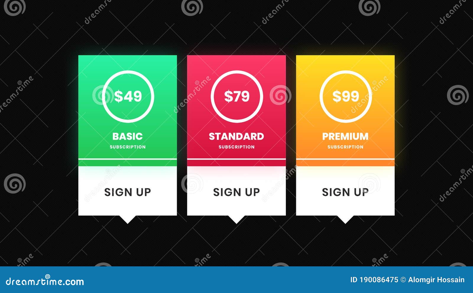 Illustration Of Pricing Subscription Plan Table Template, UI UX ...