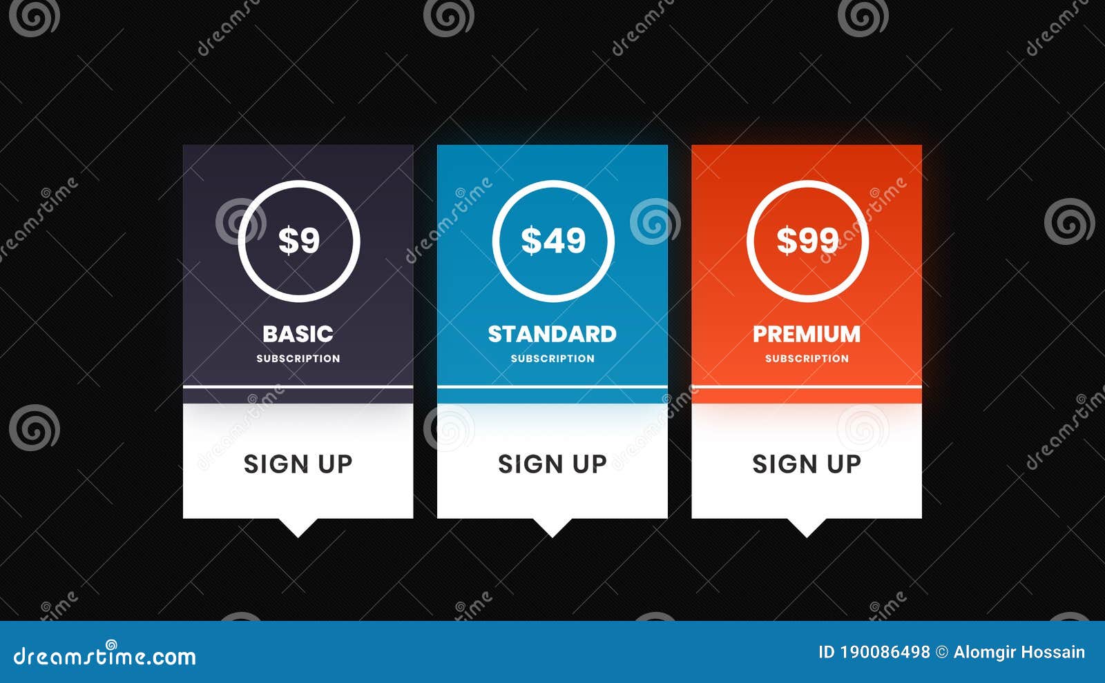 Illustration Of Pricing Subscription Plan Table Template, UI UX ...