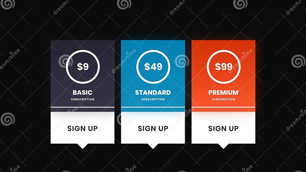 Illustration of Pricing Subscription Plan Table Template, UI UX ...