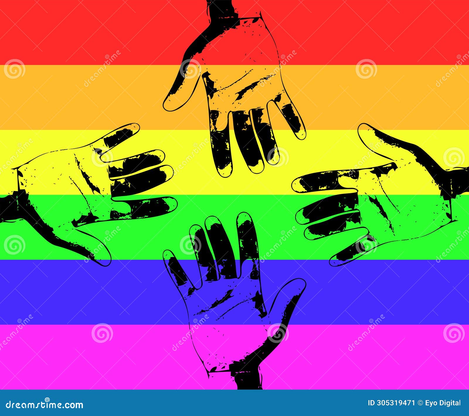 Illustration of Pride Flag and Hand Stock Illustration - Illustration ...