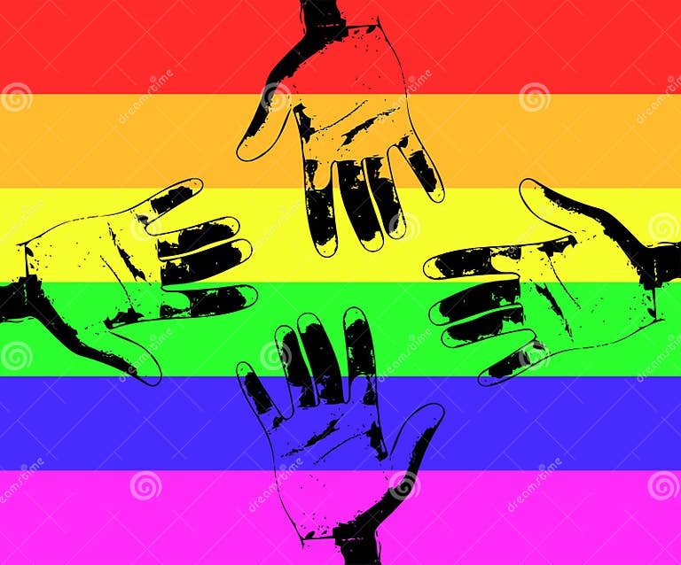 Illustration of Pride Flag and Hand Stock Illustration - Illustration ...
