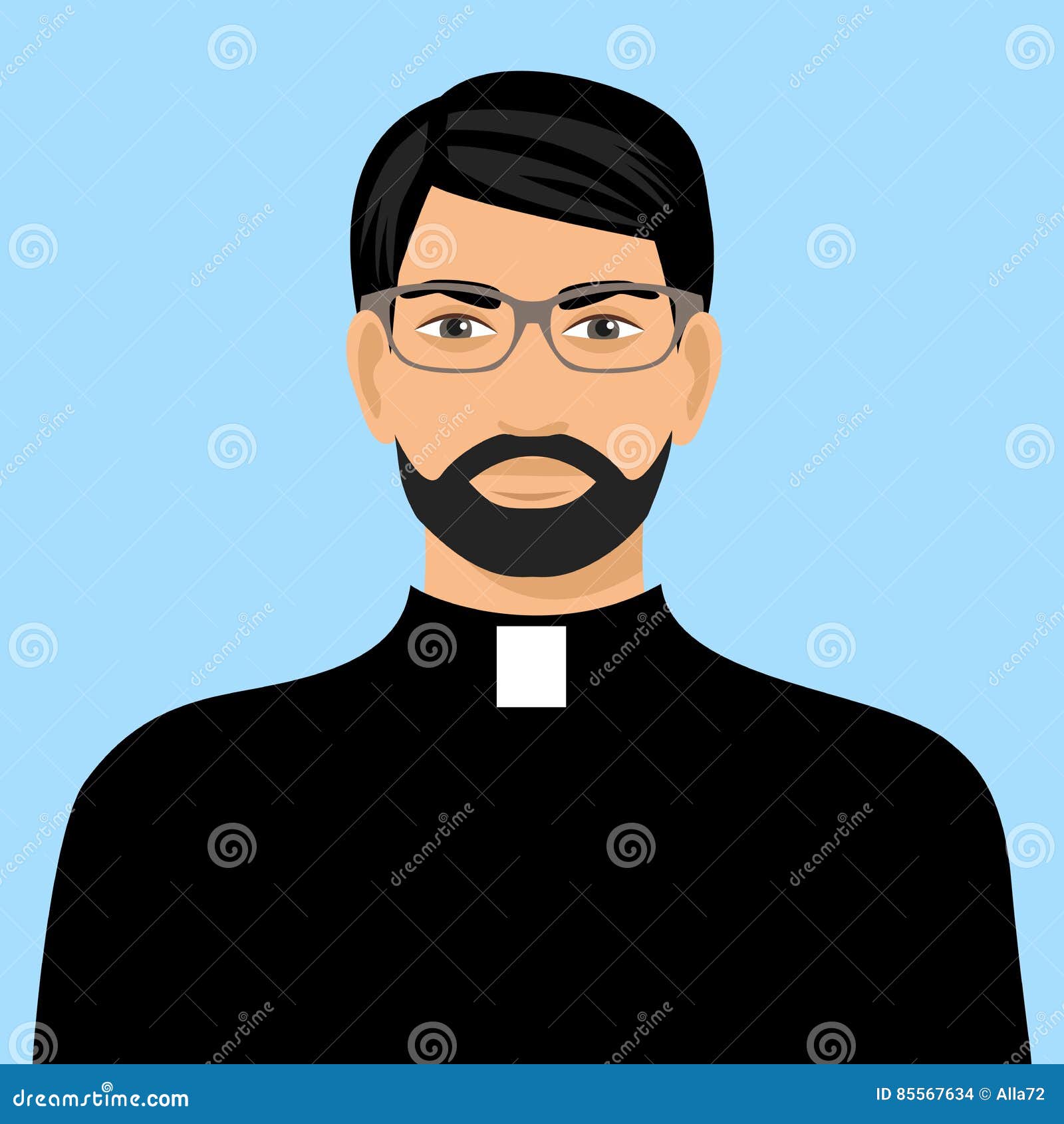 Illustration of a Priest Icon Flat Design. Cartoon Illustration of ...