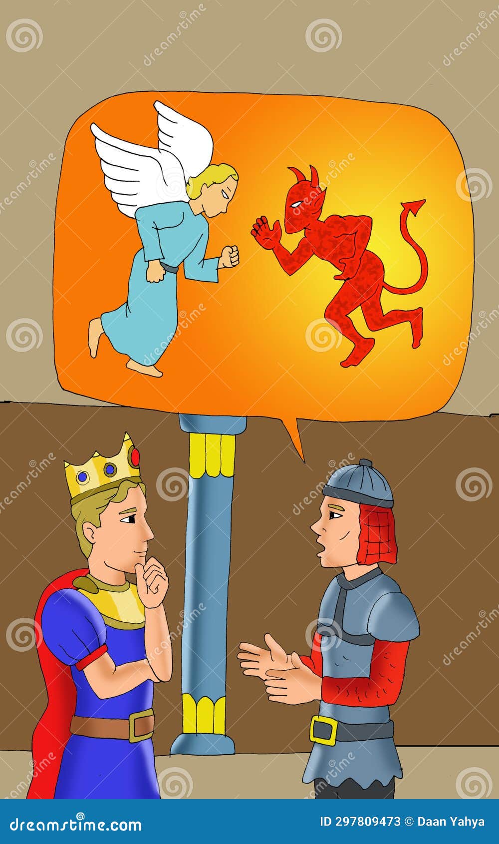 Illustration Of Princes And Warriors Talking About Devils And Angels ...