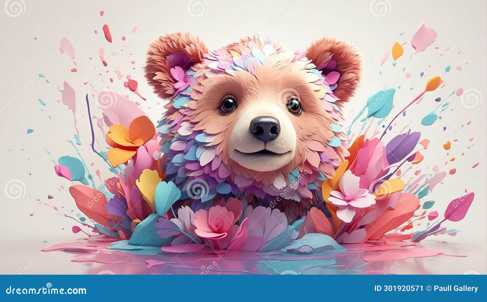 Illustration of a Print of a Cute Colorful Bear Stock Illustration ...