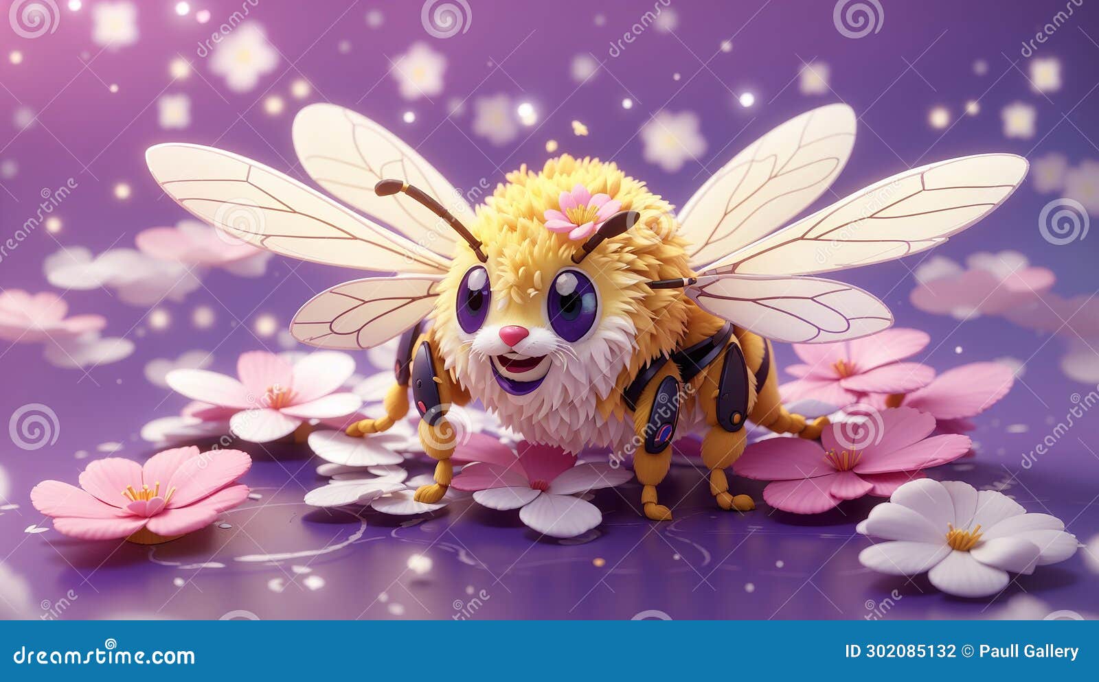 Illustration of a Print of a Cute Colorful Bee Stock Illustration ...