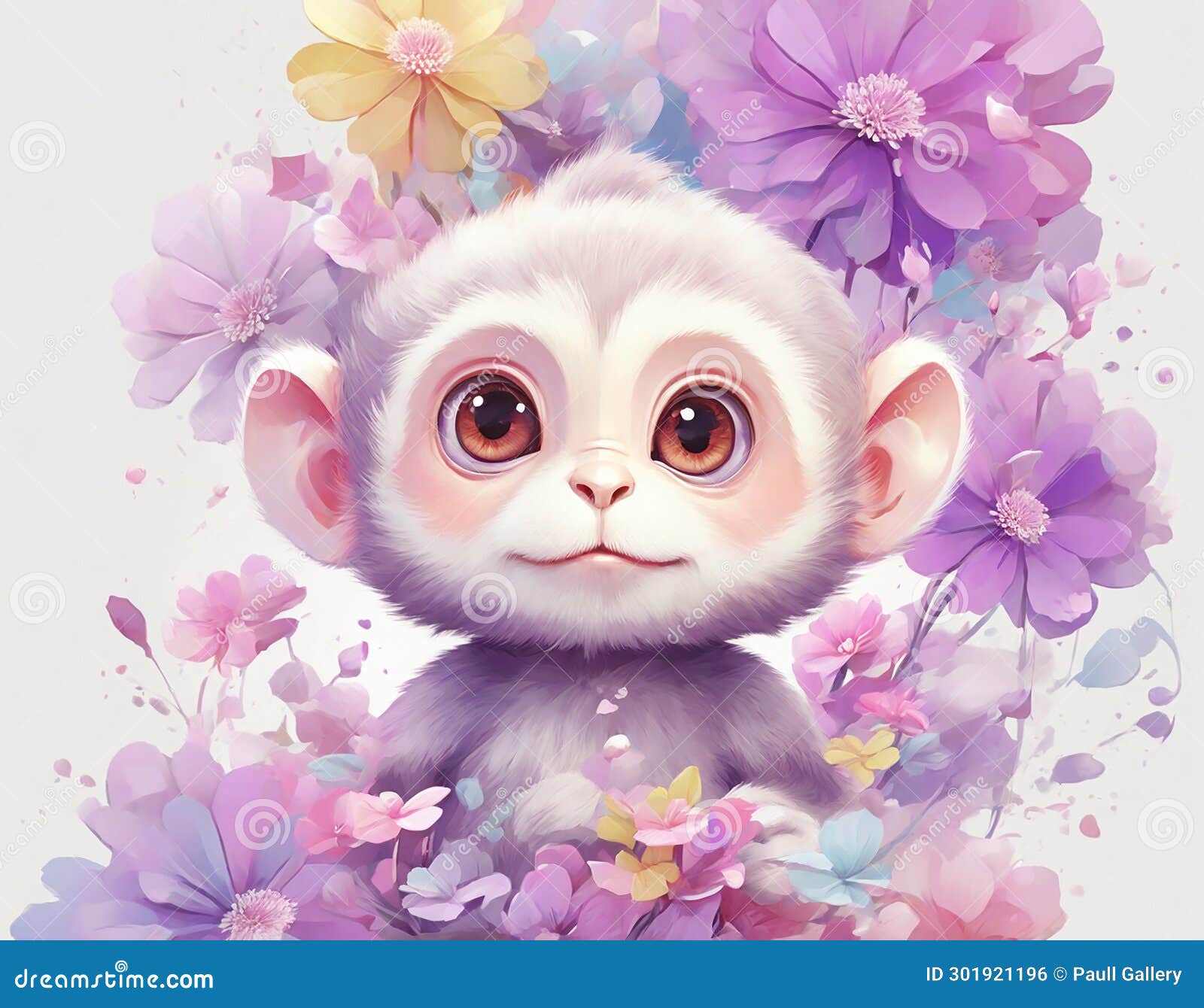 Illustration of a Print of a Cute Colorful Monkey Stock Illustration ...