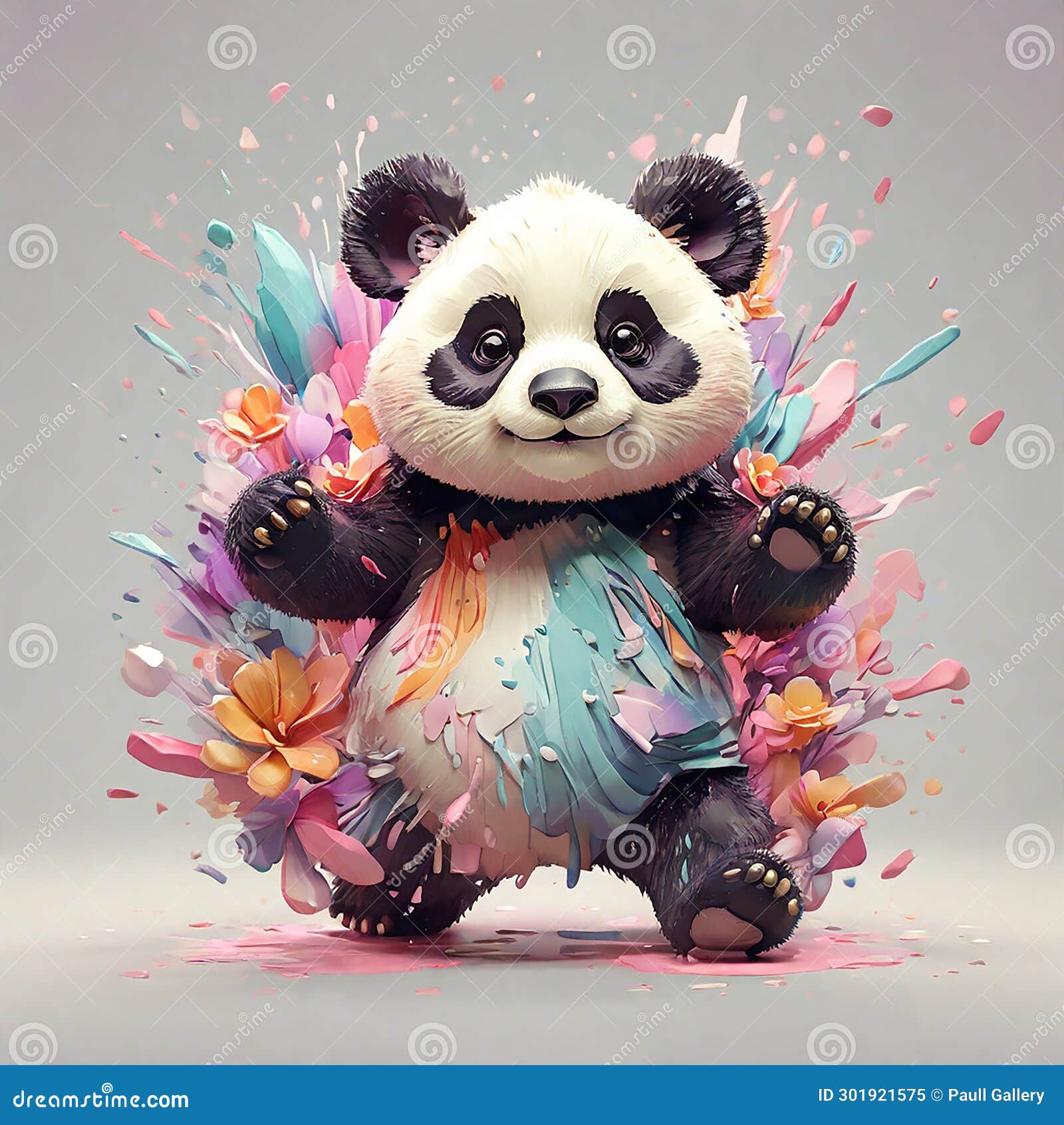 Illustration of a Print of a Cute Colorful Panda Stock Illustration ...