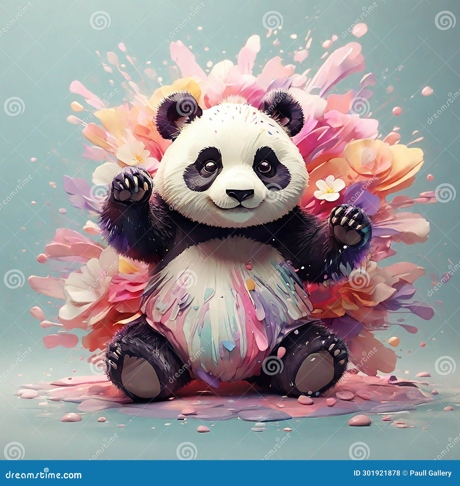 Illustration of a Print of a Cute Colorful Panda Stock Illustration ...