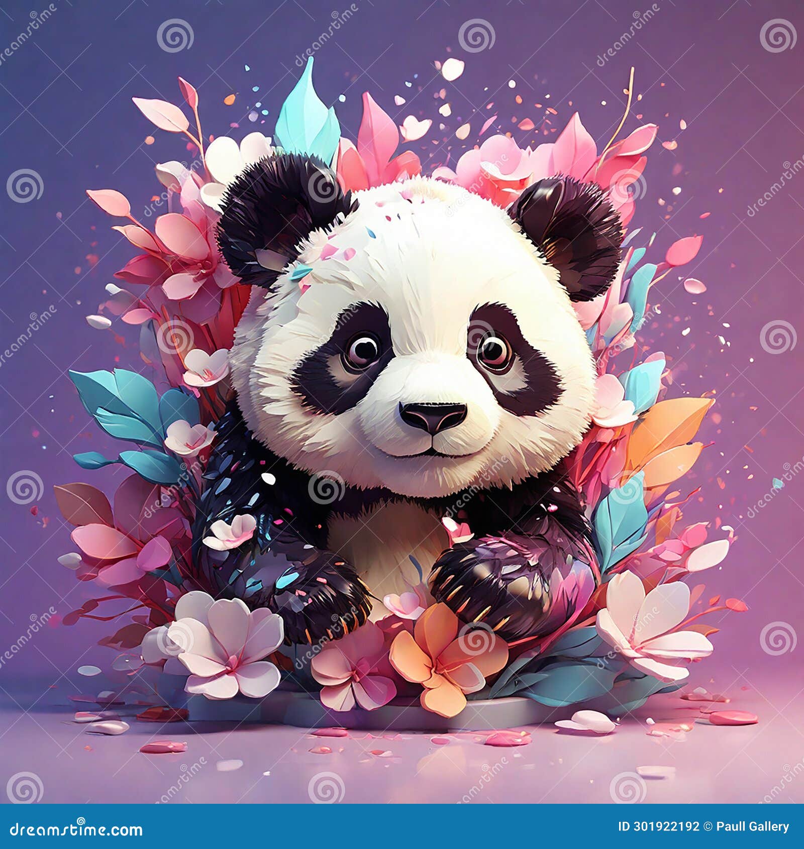 Illustration of a Print of a Cute Colorful Panda Stock Illustration ...