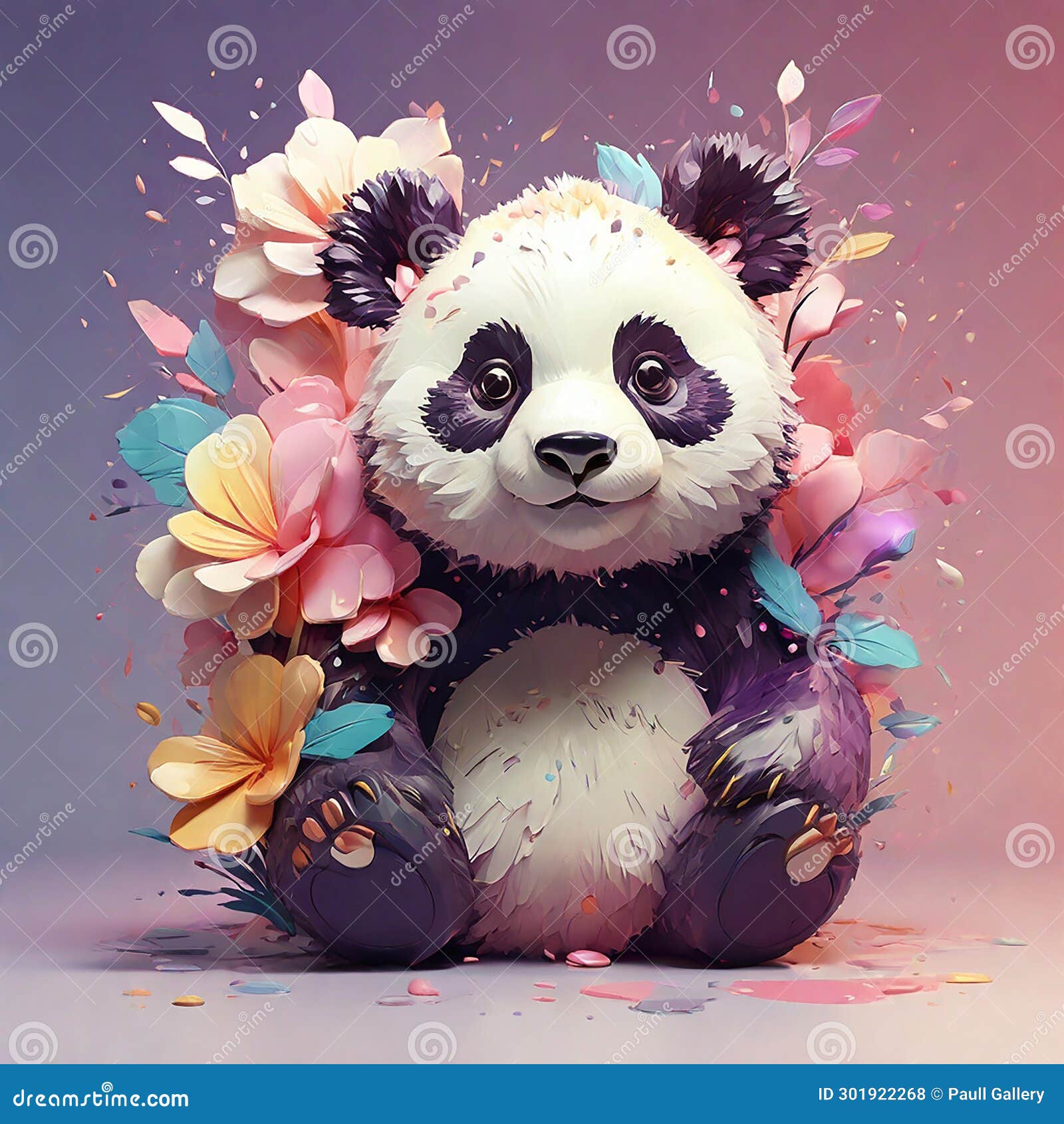 Illustration of a Print of a Cute Colorful Panda Stock Illustration ...