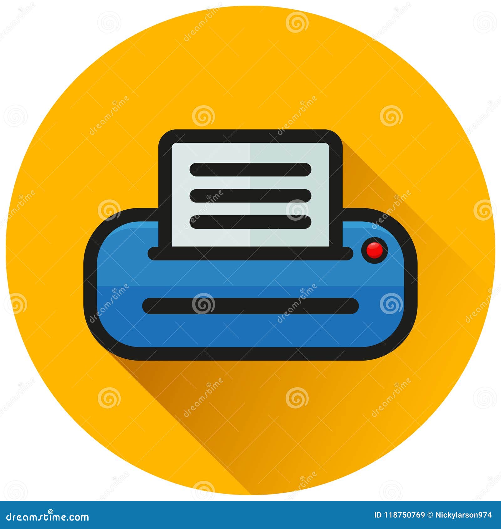 Printer Circle Orange Icon Concept Stock Vector - Illustration of ...