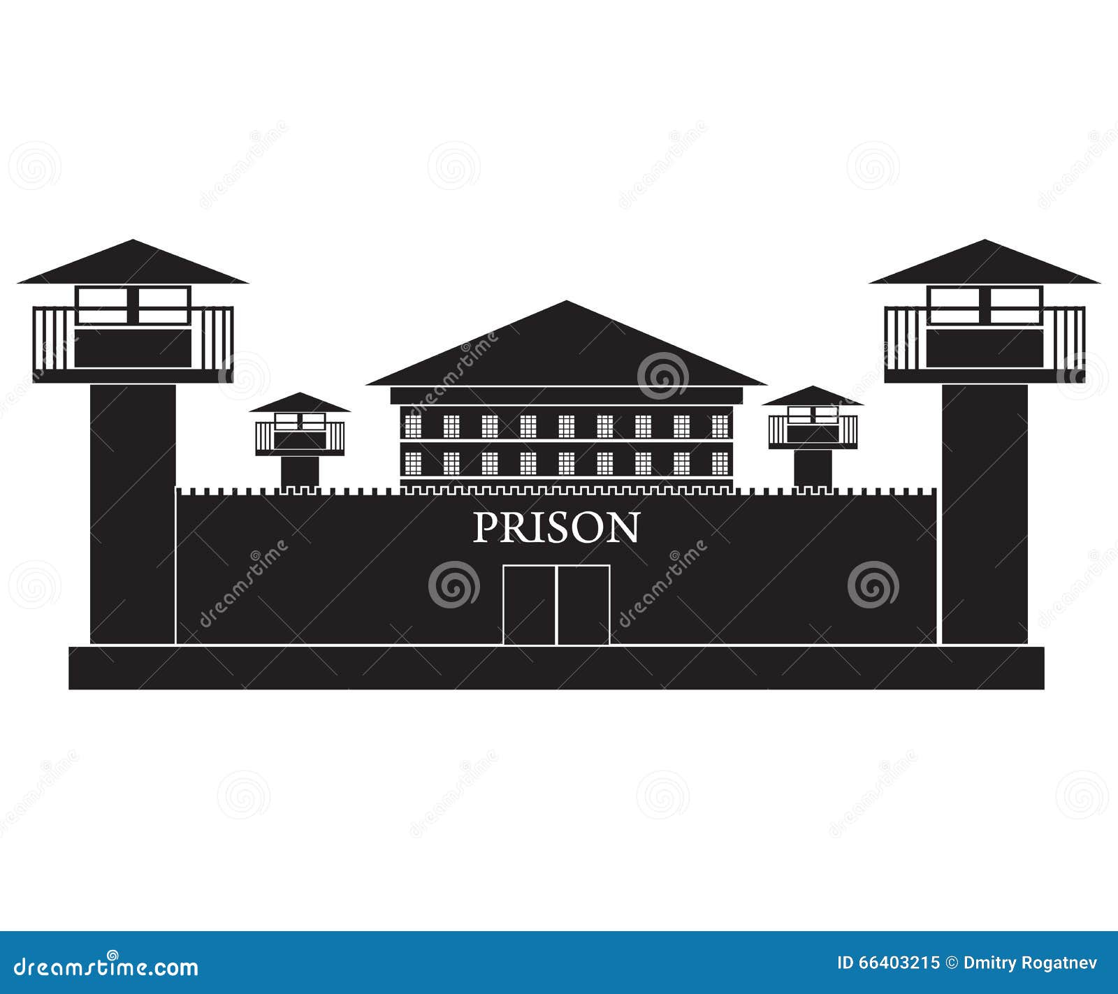 Prison Building Behind High Fence Cartoon Vector | CartoonDealer.com ...