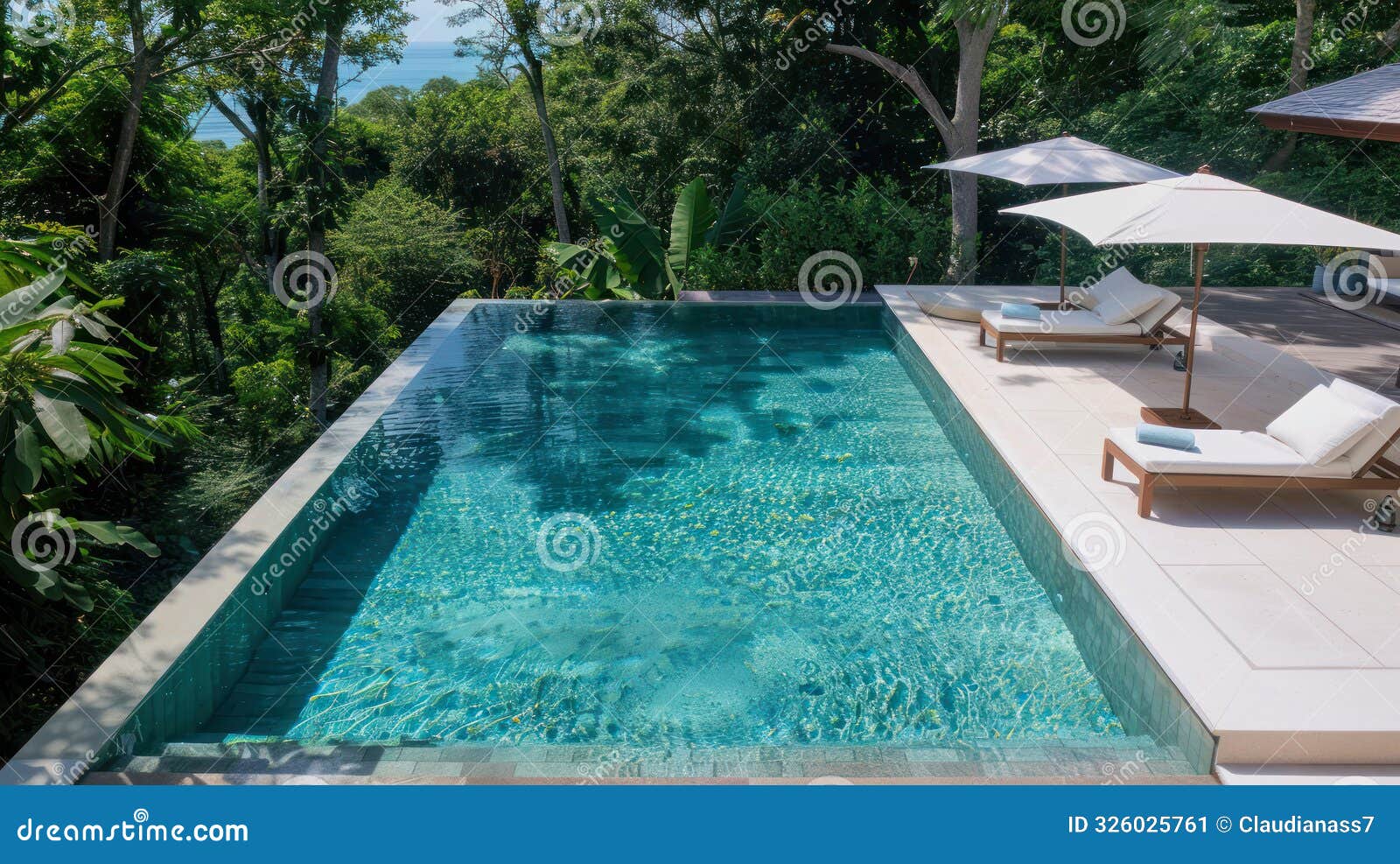 Illustration of a Private Dream Pool in a Green Landscape Stock Image ...