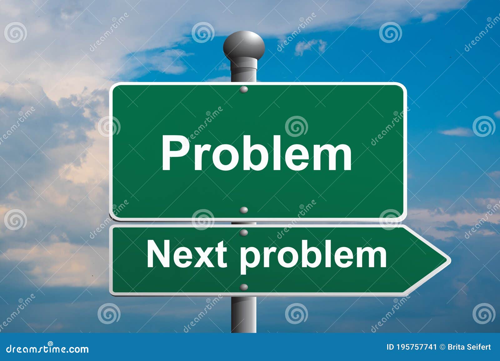 Illustration of Problem and Next Problem. Road Sign Stock Illustration ...