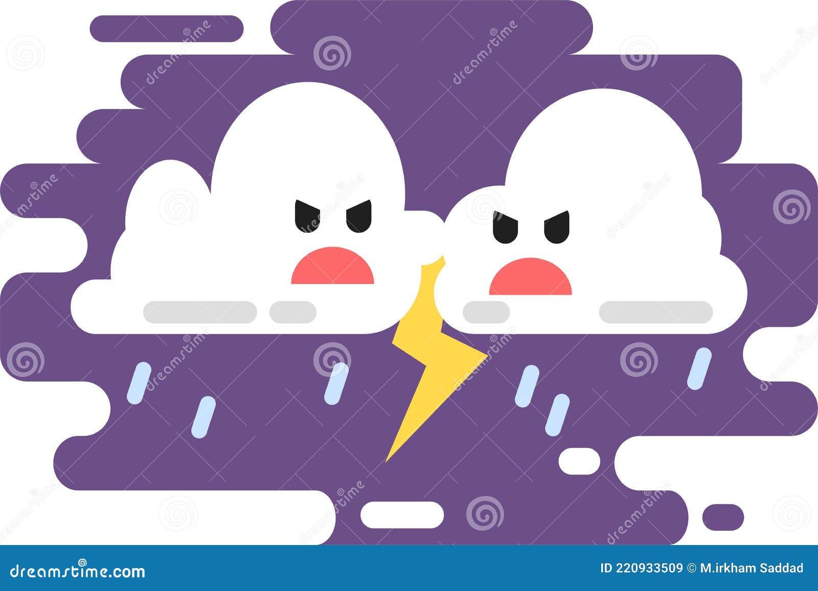 Illustration of the Process of Rain. Cloud Fight with Cute Characters ...