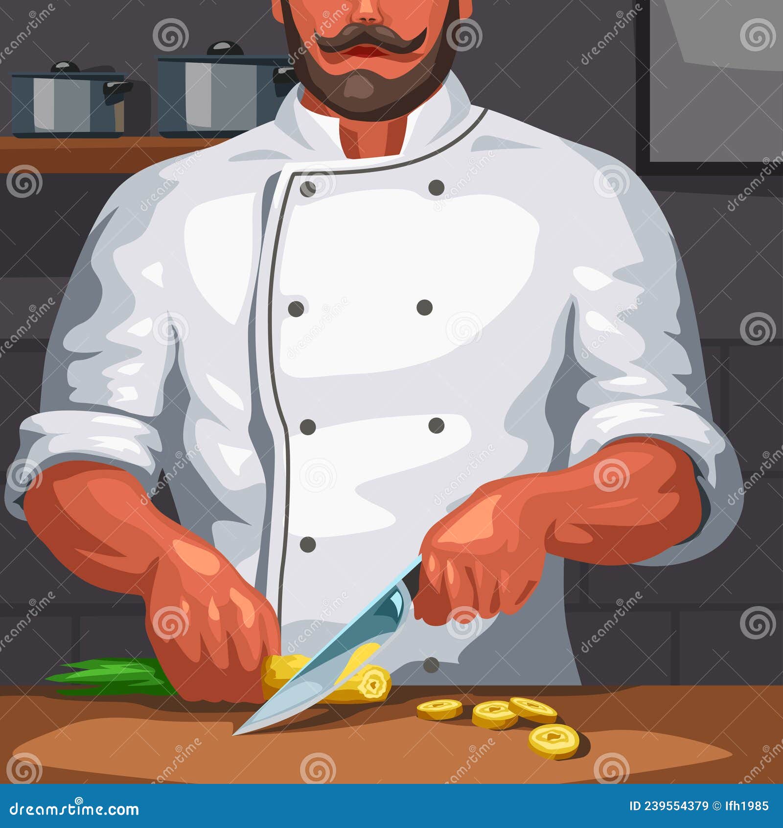 Professional Male Chef at Work in Kitchen Stock Vector - Illustration ...
