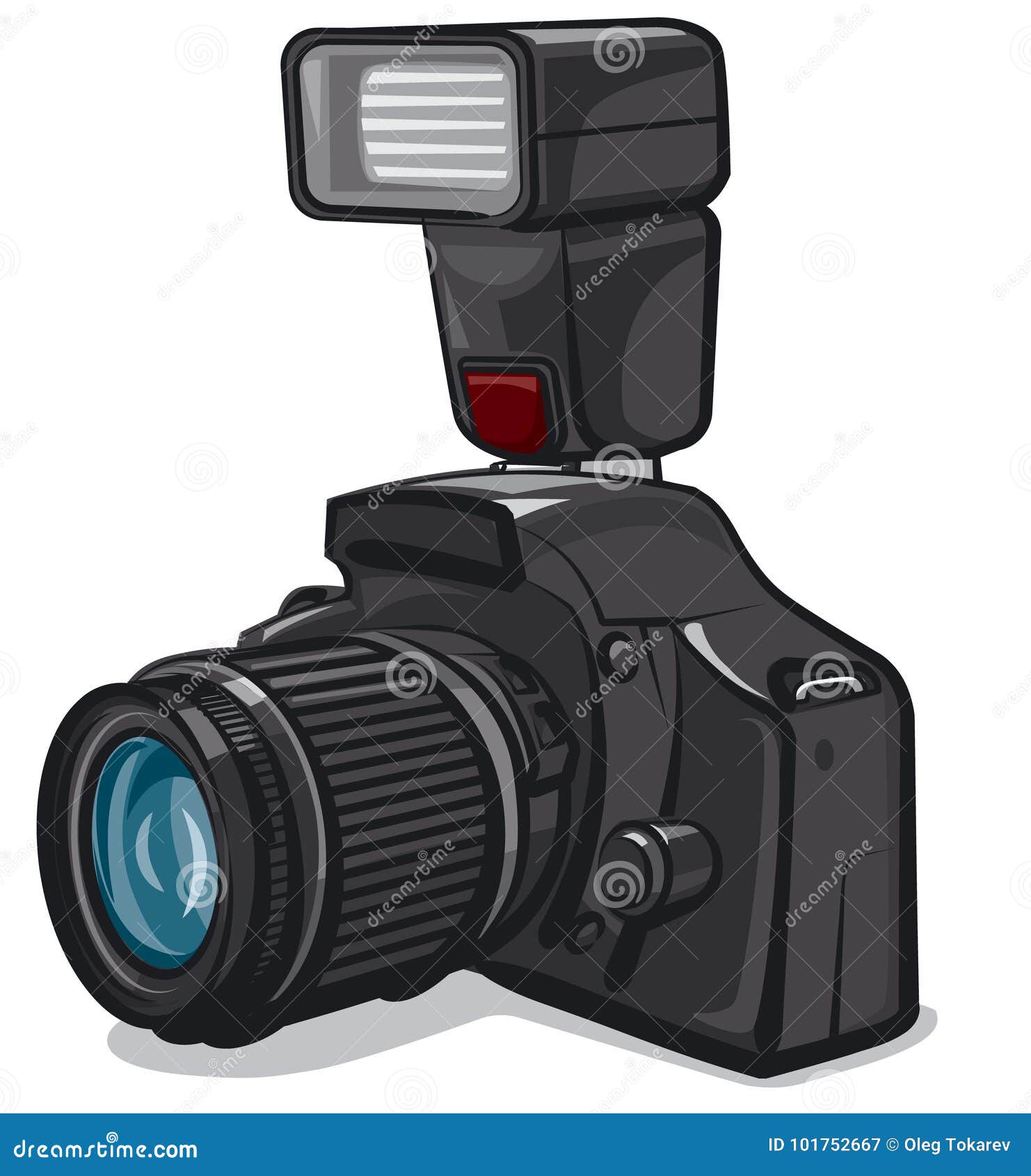 Camera with flash stock vector. Illustration of studio - 101752667