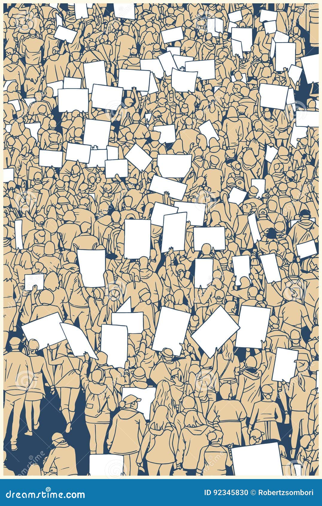 Illustration of Protesting Crowd from High Angle View Stock Vector ...