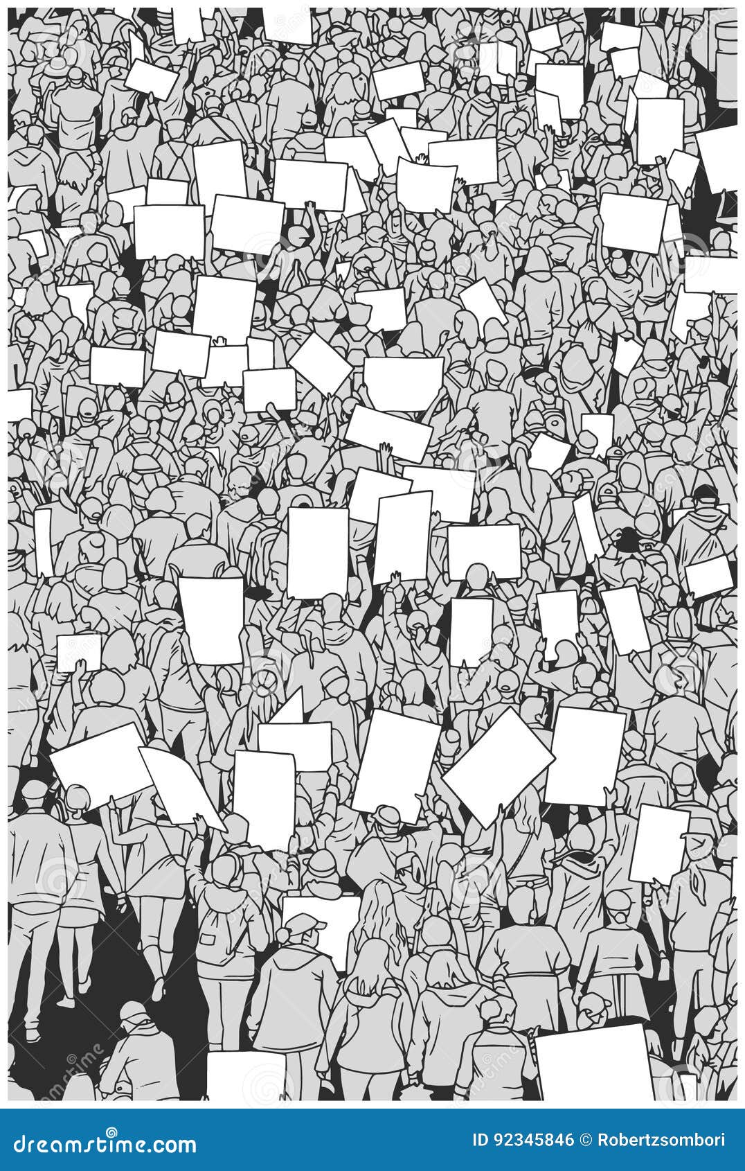 Illustration of Protesting Crowd from High Angle View Stock ...