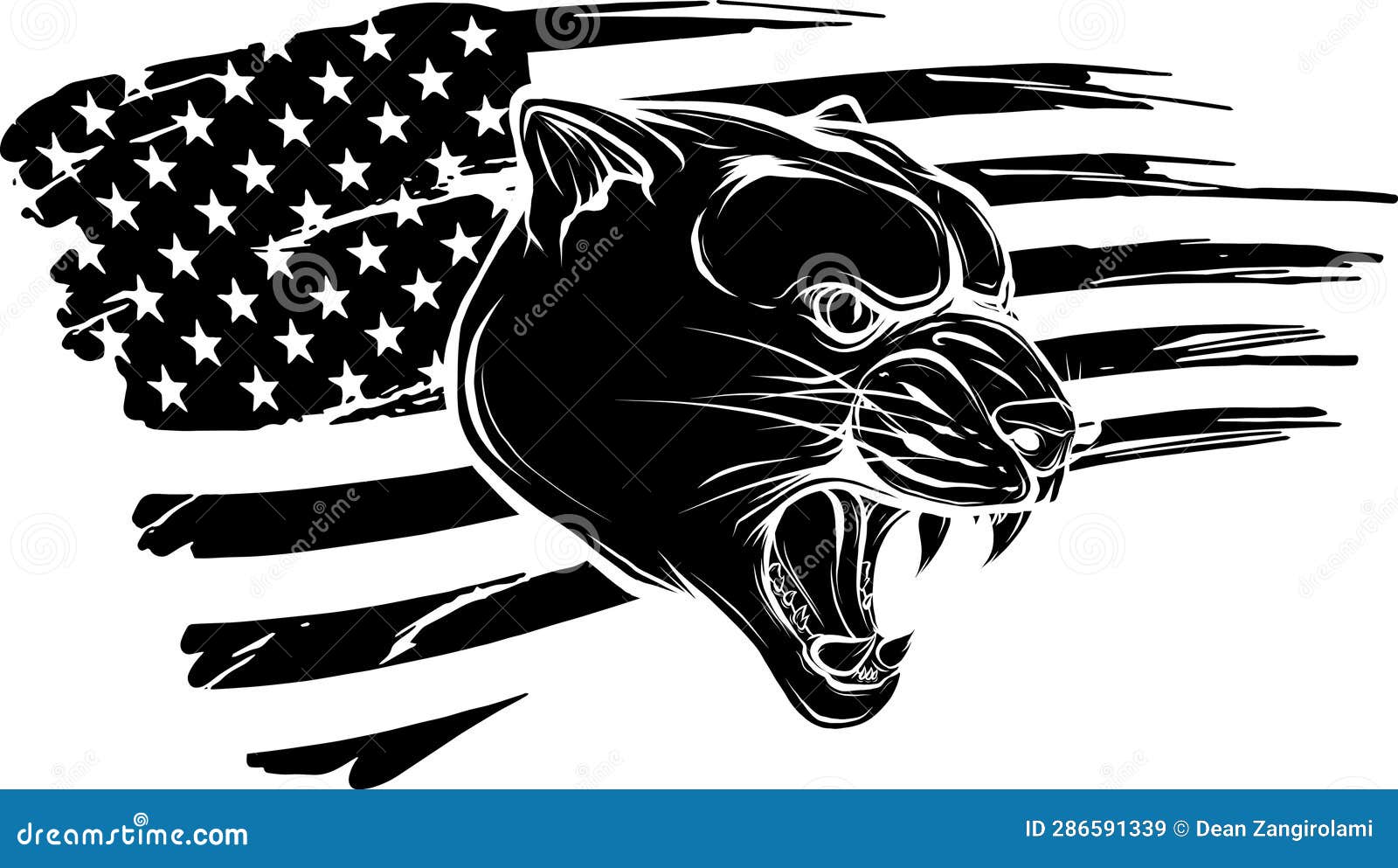 Black Silhouette of Puma with American Flag Stock Illustration ...