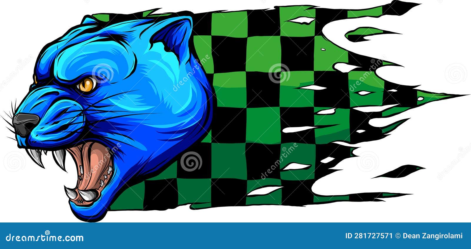 Vector Illustration of Puma Head with Race Flag Stock Illustration ...