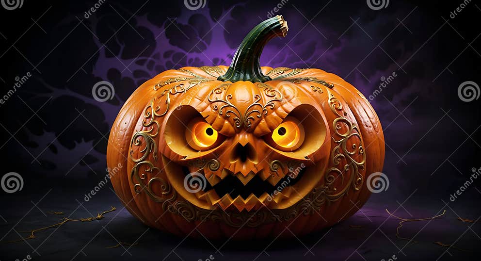 An Illustration of a Pumpkin with Bright Rounded Shapes and Patterned ...