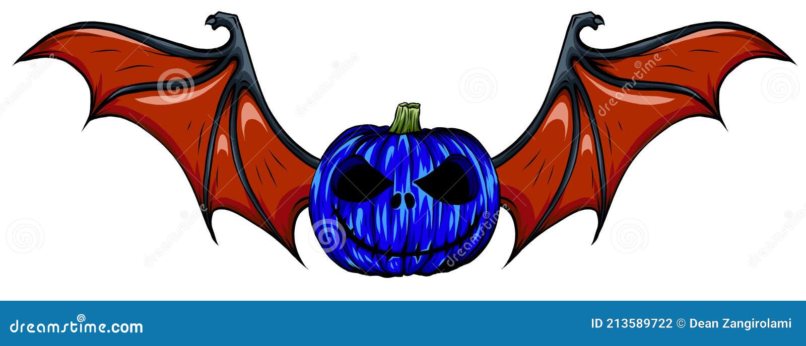 Illustration Pumpkin Face with Red Bat Wings Stock Vector ...