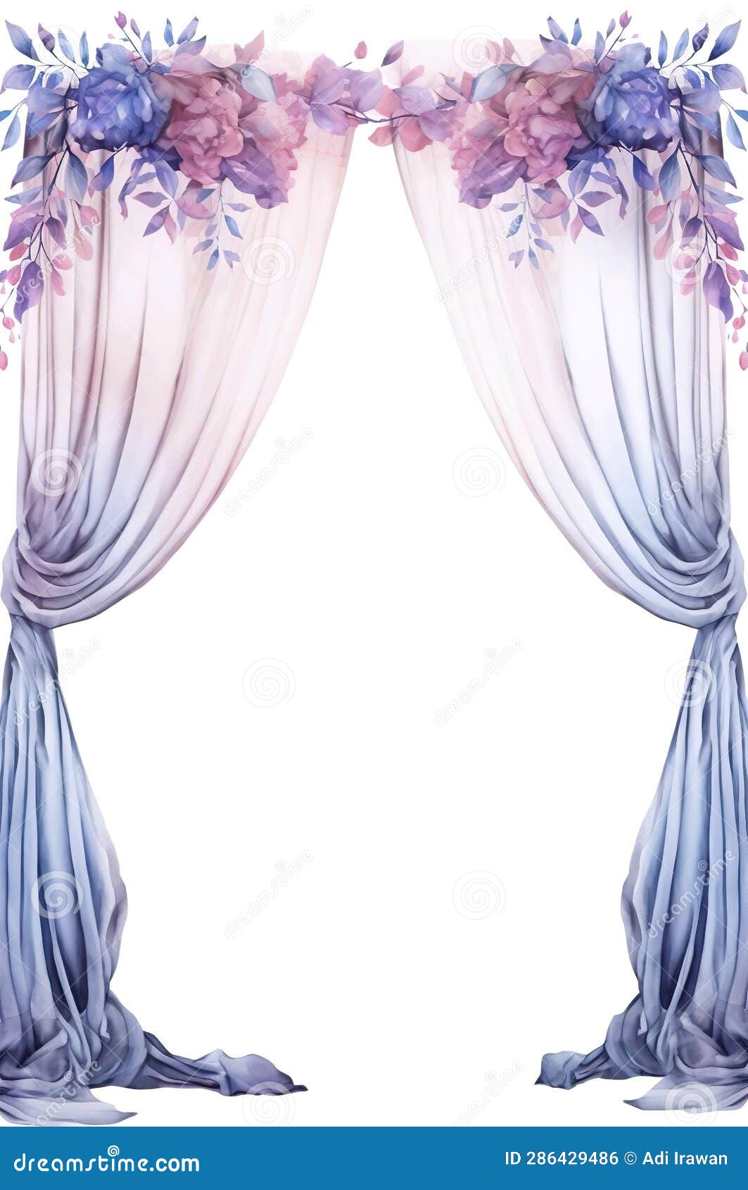 An Illustration of Purple Curtain in the Style of Flowers Stock ...