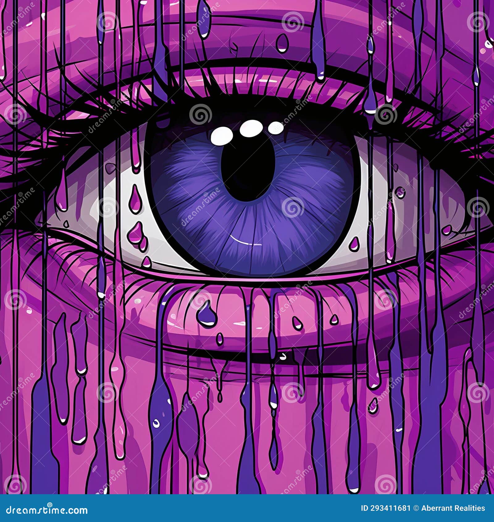 An Illustration of a Purple Eye with Dripping Paint Stock Illustration ...