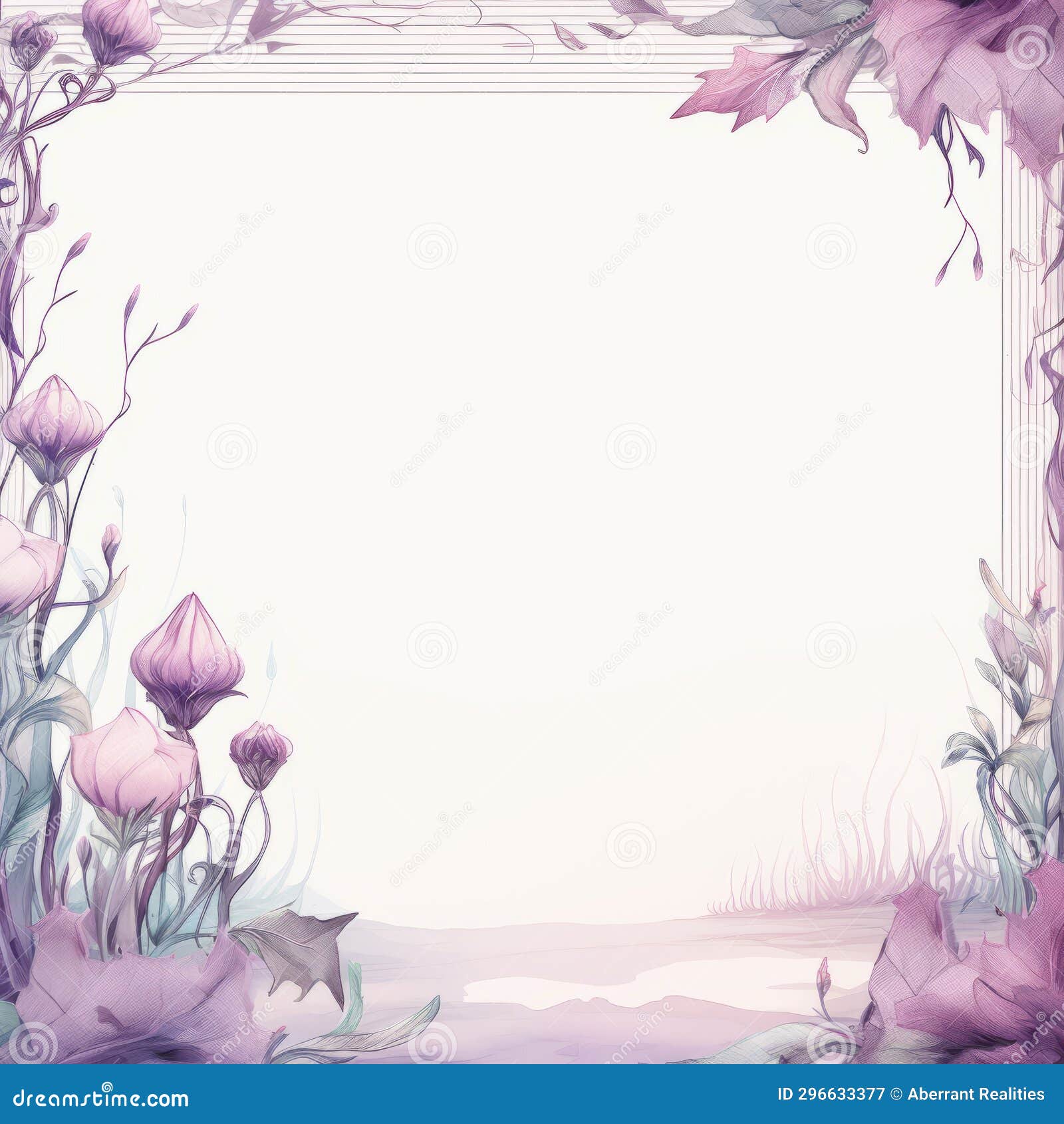 An Illustration of a Purple Flower Border with Space for Text Stock ...