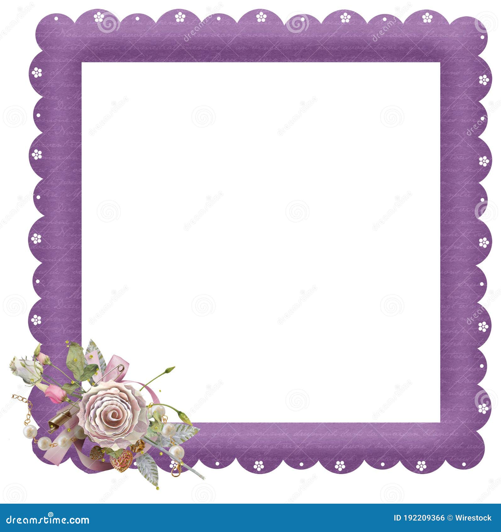 Illustration of a Purple Frame with Flowers on a White Background Stock ...
