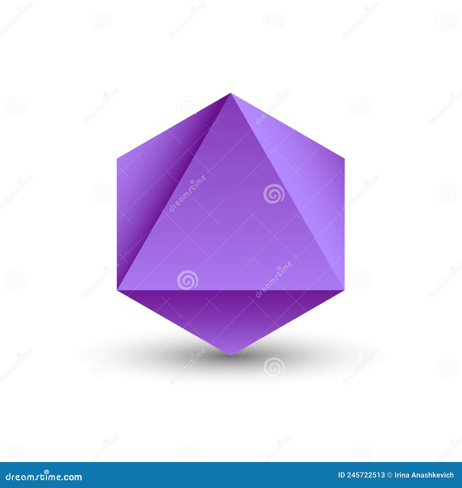 Illustration of a Purple Octahedron on a White Background with a ...