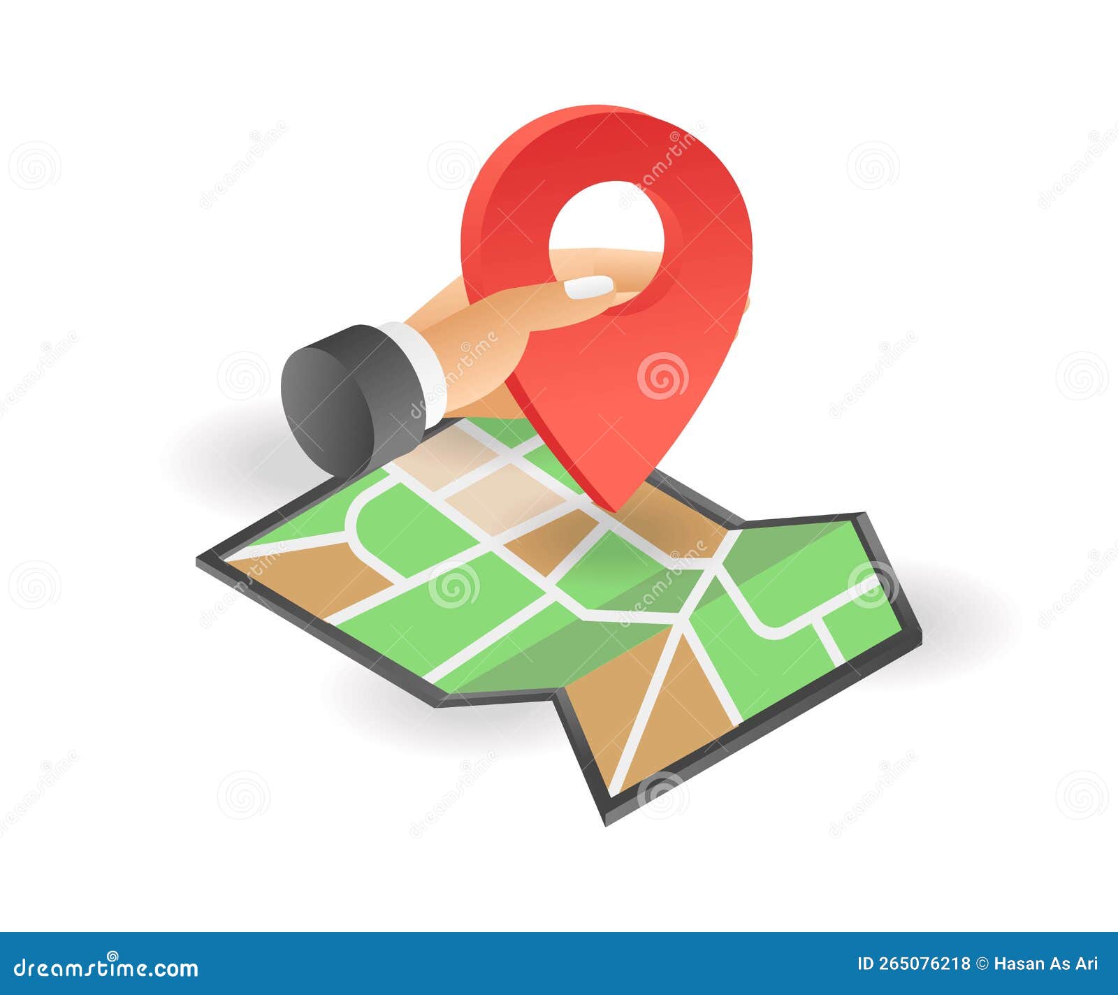 Illustration Put Pin on Map Location Stock Illustration - Illustration ...