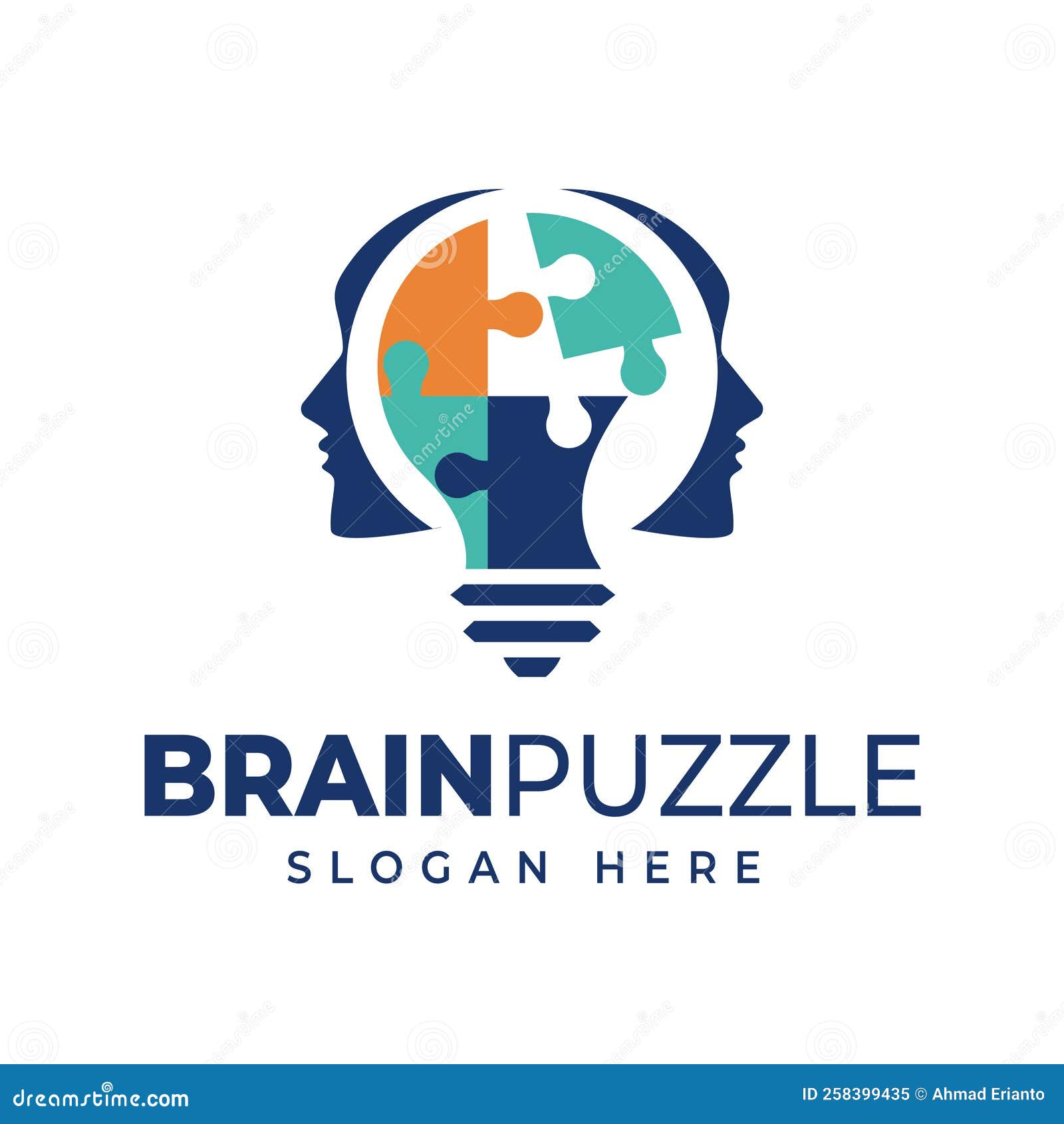 Illustration Puzzle Logo Brain Intelligence Symbol of Two Different ...