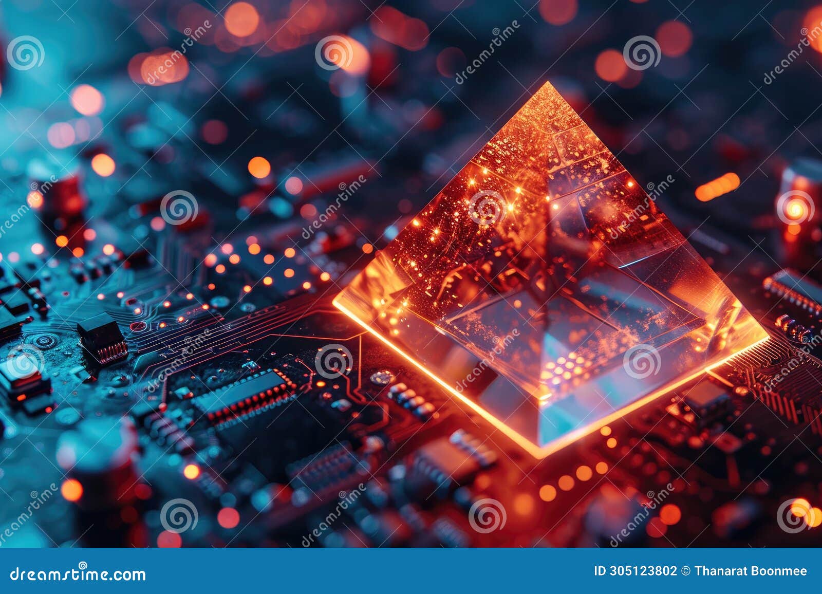 Illustration of a Pyramid on a Circuit Board, Symbolizing the Fusion of ...