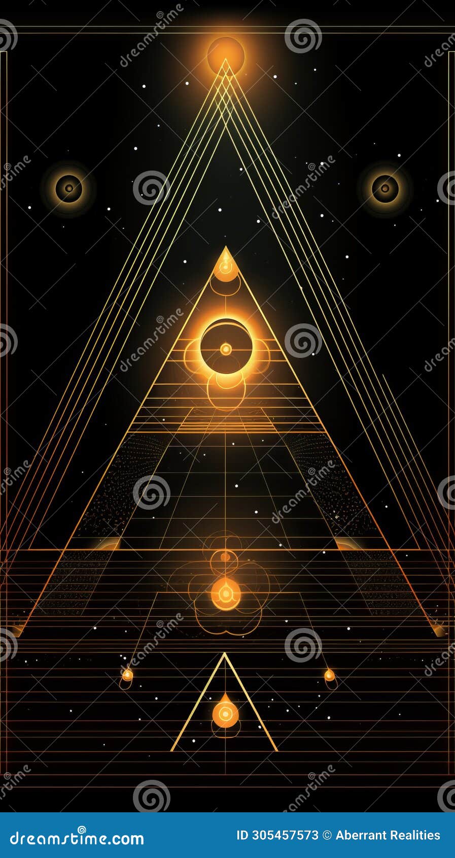 An Illustration of a Pyramid with Glowing Lights on it Stock ...