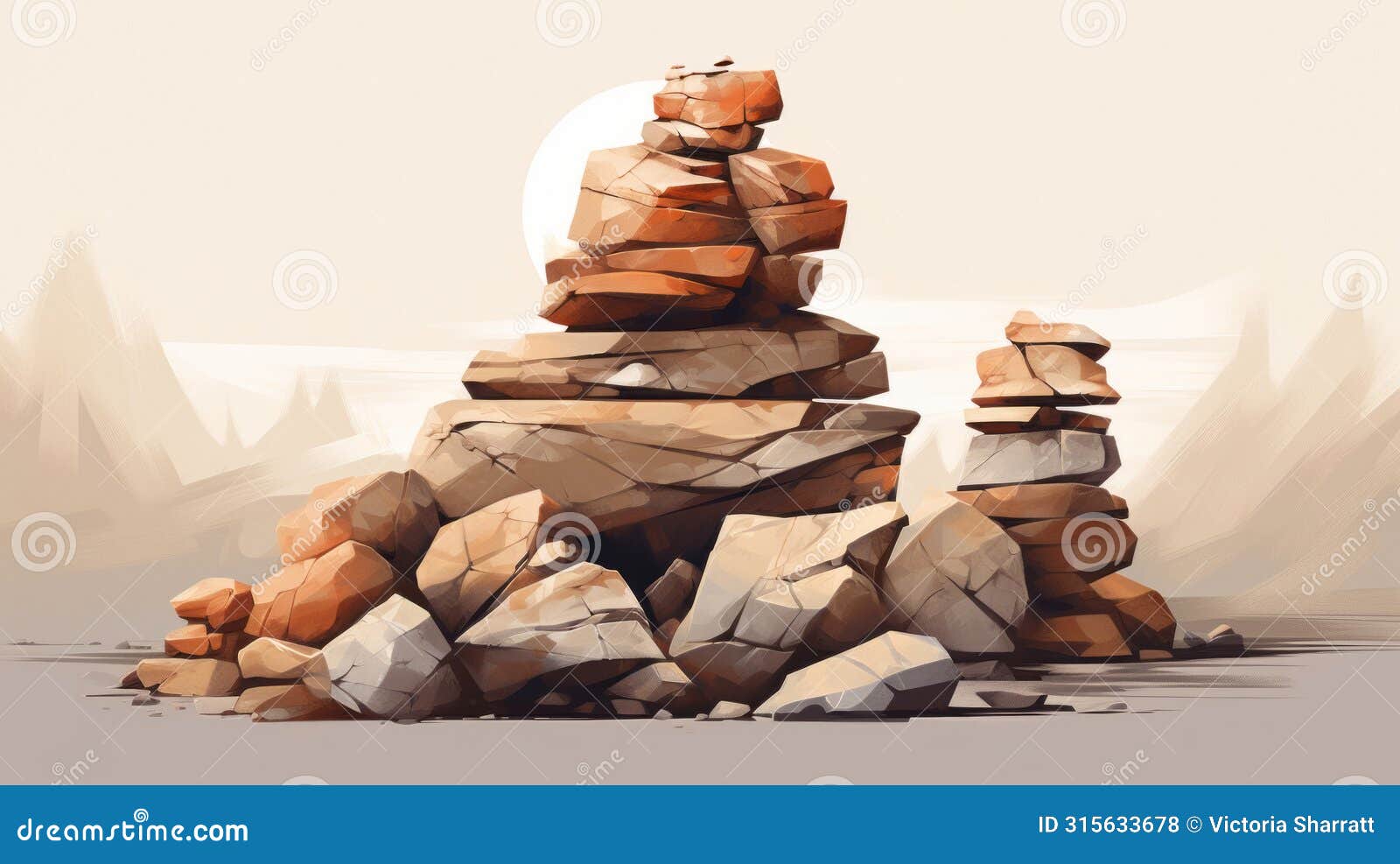 Illustration of Pyramid Rock Stacks, Balanced Stones Stock Illustration ...