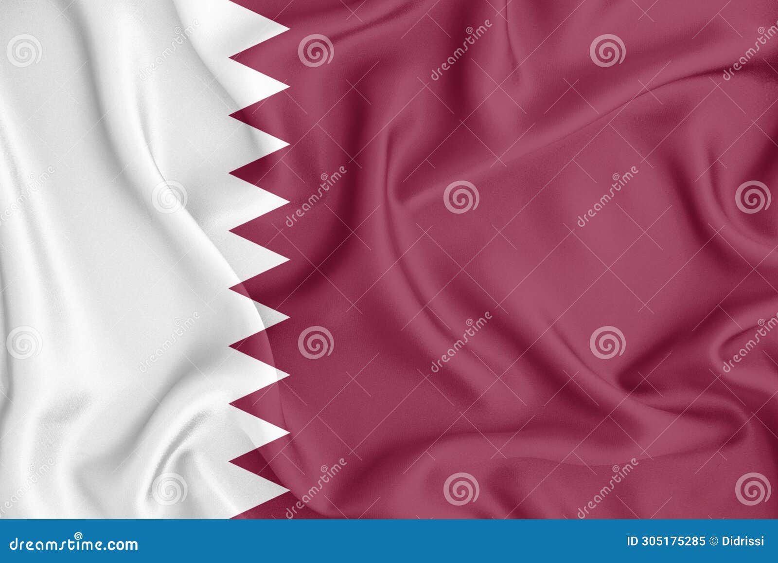 Qatar Flag in 3D, Broad Format, Flowing with the Breeze. Three ...