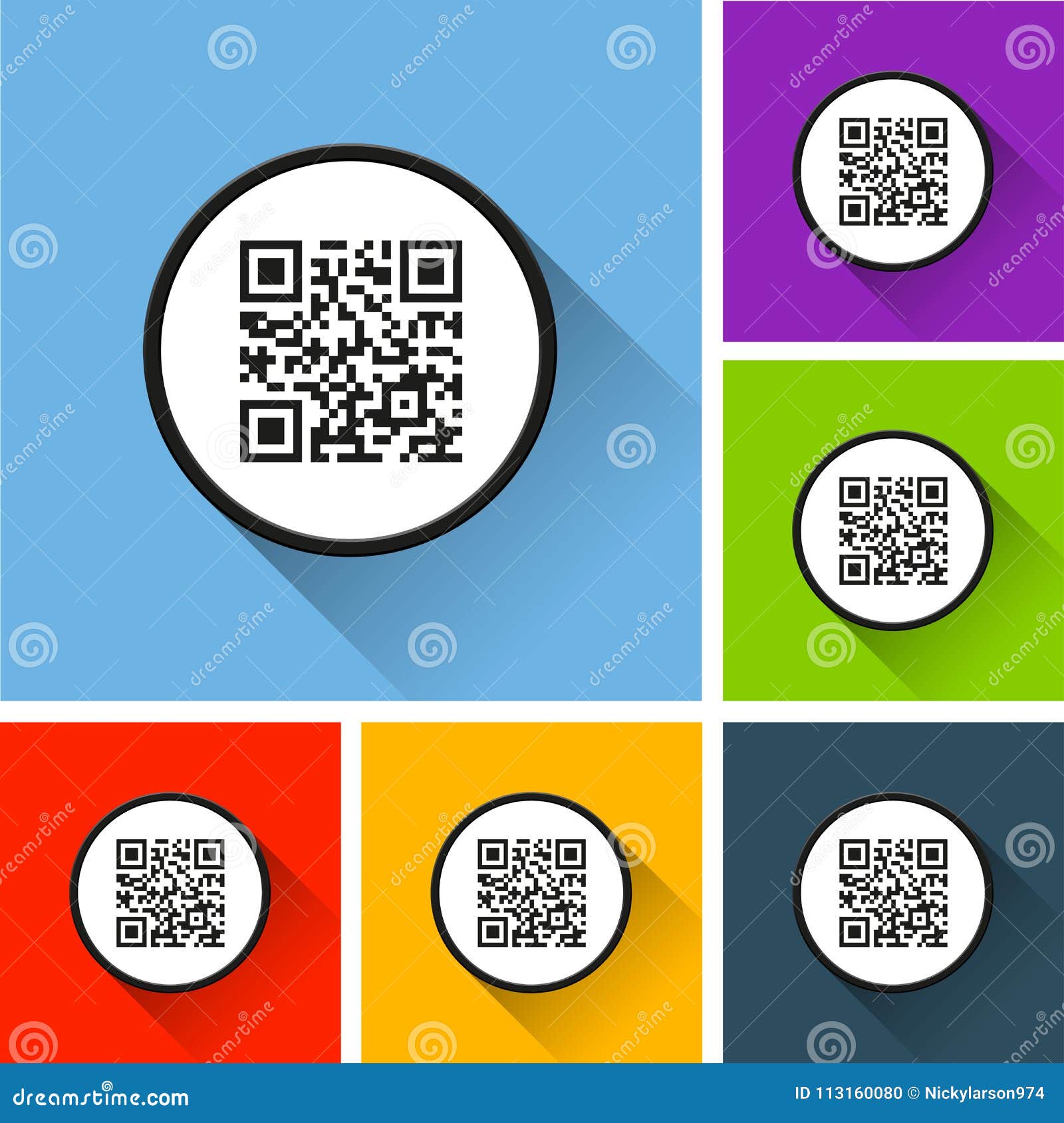 Qr Code Icons with Long Shadow Stock Vector - Illustration of flat ...